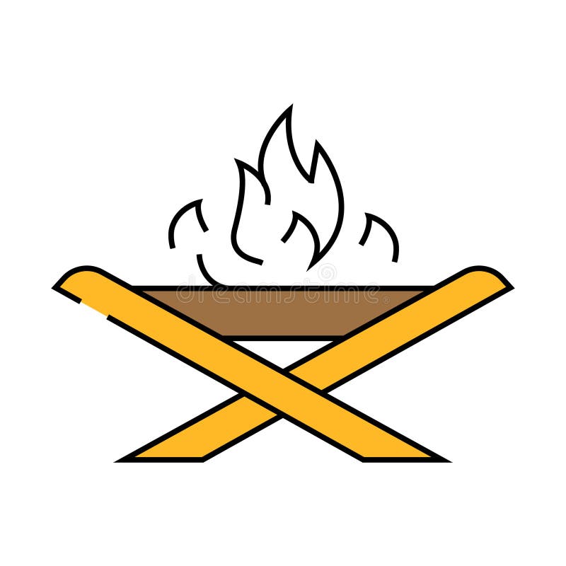 Foldable Fire Pit Glamping Icon Color Illustration Stock Illustration ...