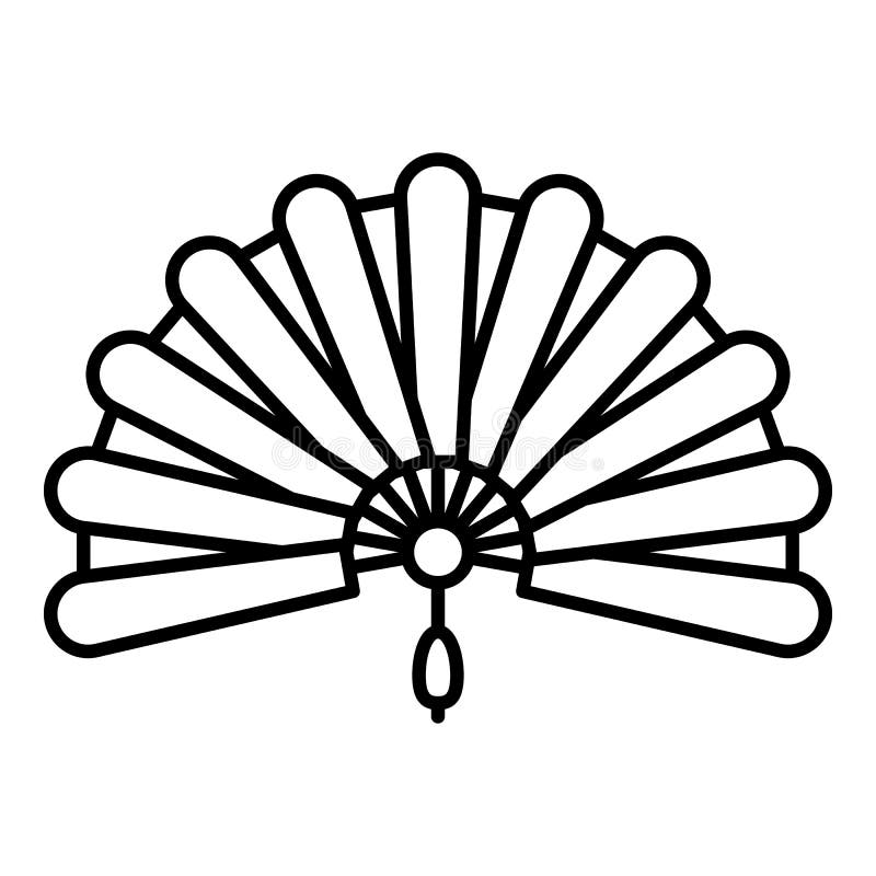 Foldable Hand Fan Icon, Outline Style Stock Vector - Illustration of ...
