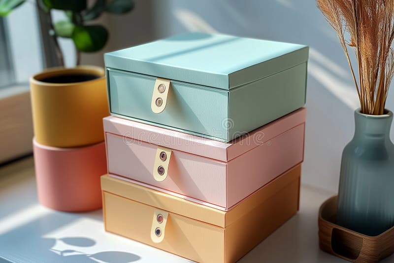 A Foldable Paper Storage Box with Pastel Colors, Label Slots, and a ...