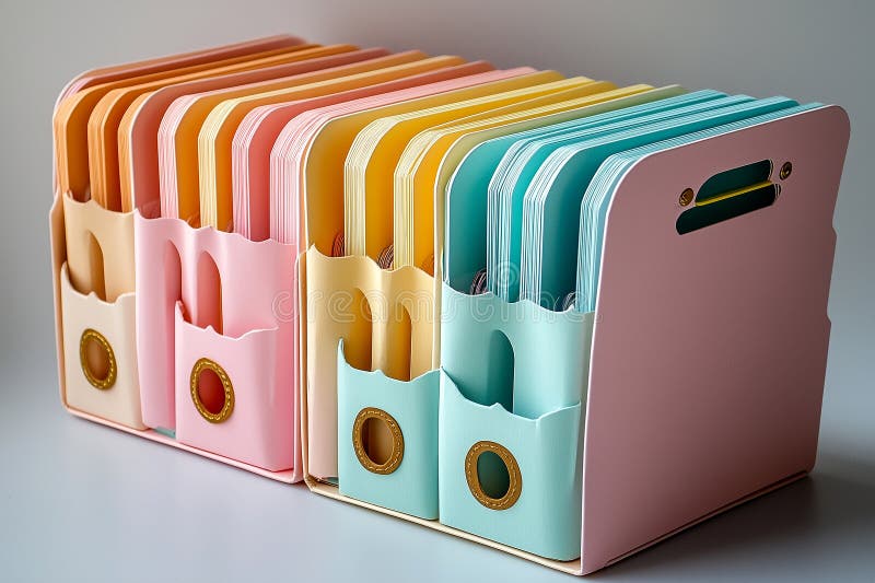 A Foldable Paper Storage Box with Pastel Colors, Label Slots, and a ...