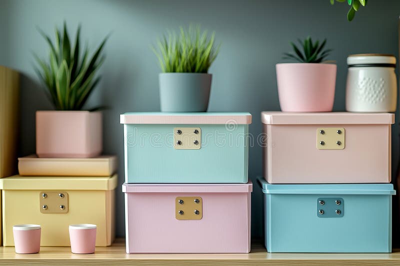 A Foldable Paper Storage Box with Pastel Colors, Label Slots, and a ...