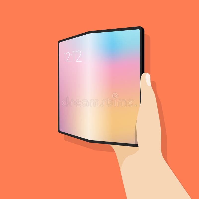 Foldable Screen Phone in Hand. Smartphone with Large Screen and Display ...