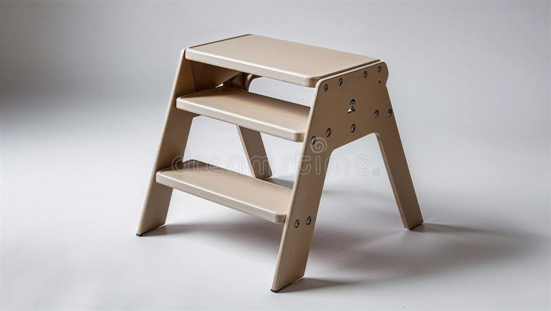 Foldable Step Stool in Neutral Tone with Simple Surface, Unfolded on ...