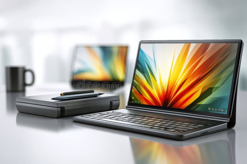 Foldable Touchscreen Tablet Transforming into Laptop in a Modern ...