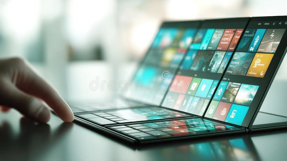 Foldable Touchscreen Tablet Transforms into Laptop in Modern Workspace ...