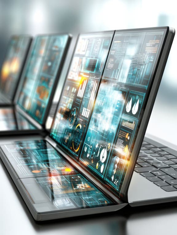 Foldable Touchscreen Tablet Transforms into Laptop Showcasing Clean ...