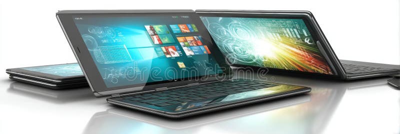 Foldable Touchscreen Tablet Transitions into Sleek Laptop in Modern ...