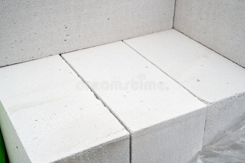 Folded Aerated Concrete Brick, Close-up. Universal Lightweight Building ...