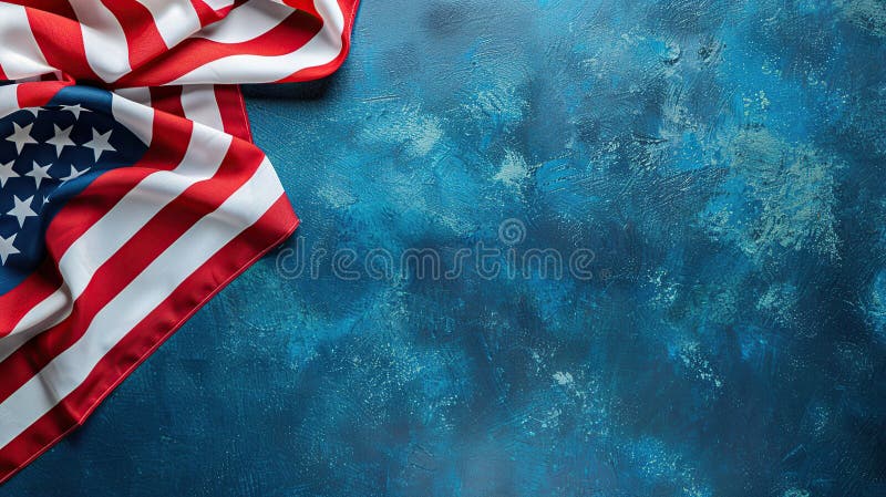American Flag on Blue Background Stock Illustration - Illustration of ...