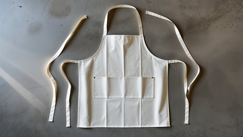 Folded Apron Lying Flat on Surface, Blank Chest Area and No Embroidery ...