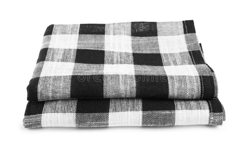 Folded Black Checkered Kitchen Towels on White Stock Photo - Image of ...