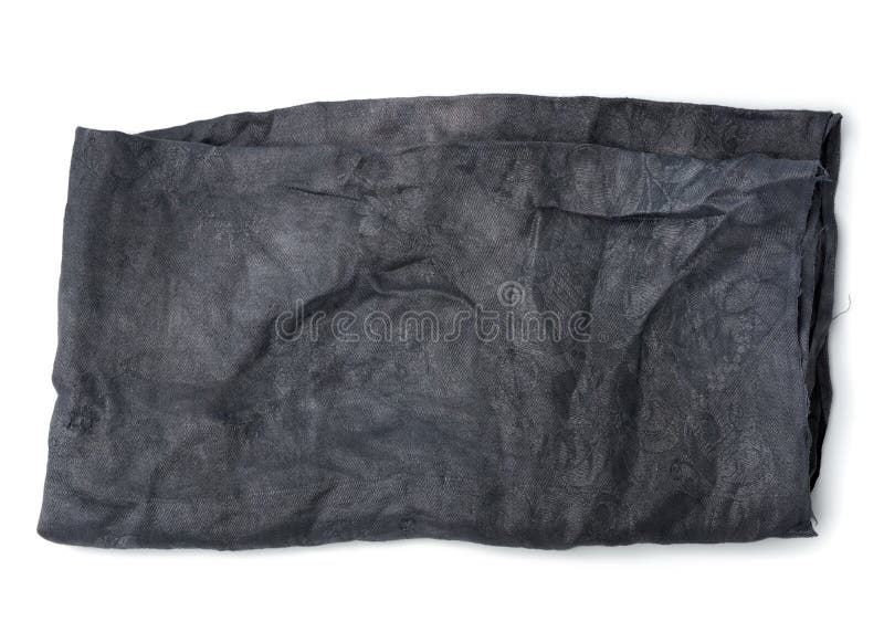 Folded Black Cotton Fabric Isolated on White Background Stock Photo ...