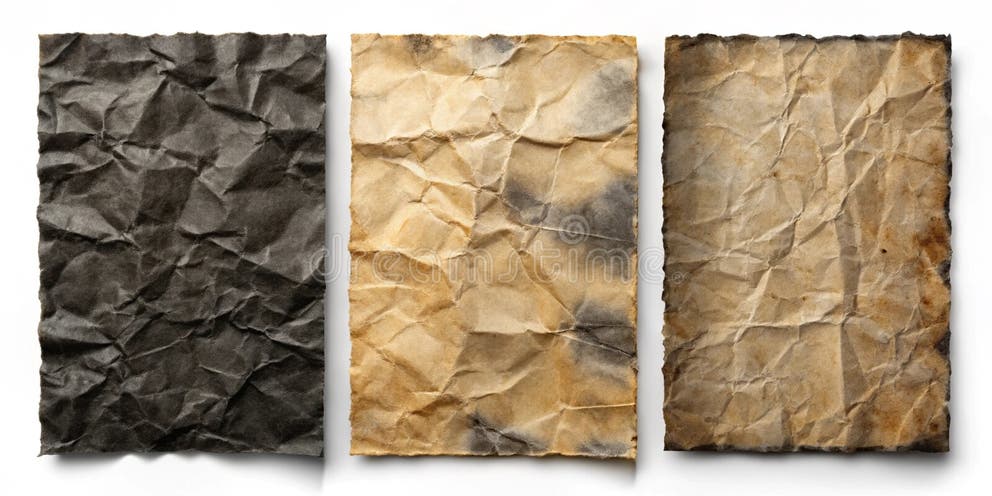 Folded Black Grunge Paper Textures Set Stock Illustration ...
