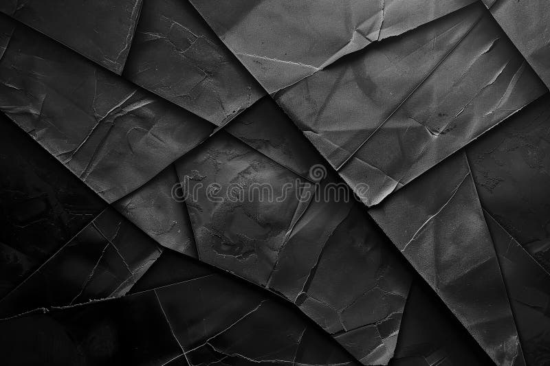 Folded Black Paper Sheets. Abstract Dark Background. Dark Old Cardboard ...