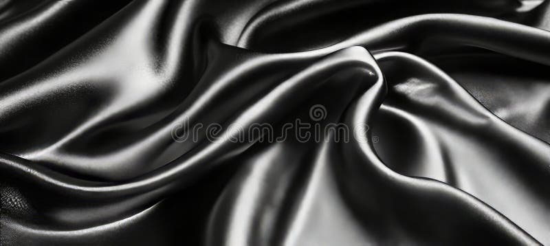 Folded Black Satin Fabric Background with Soft Shadows, Highlights ...