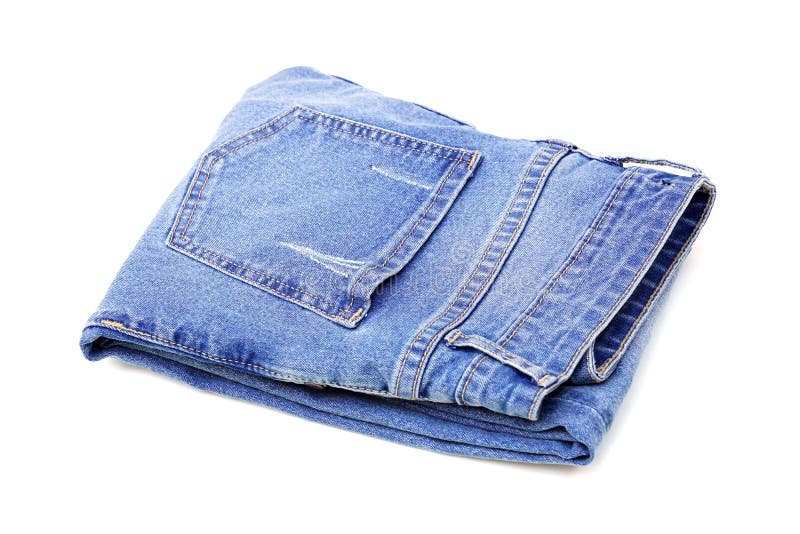 Folded blue denim jeans stock image. Image of trousers - 120920249