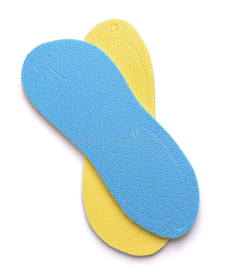 Folded Blue and Yellow Disposable Foam Flip Flops Stock Image - Image ...