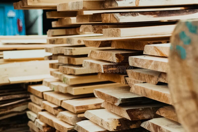 Folded Boards and Logs on Construction Site Stock Photo - Image of ...