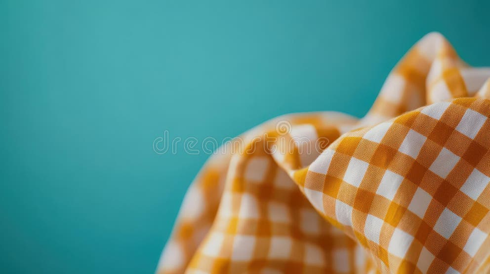 A Folded Checkered Cloth Forms a Neat Square, Blurred Background Adding ...