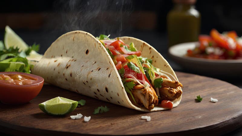 Folded Chicken Tacos on the Plate, Studio Shot Stock Illustration ...