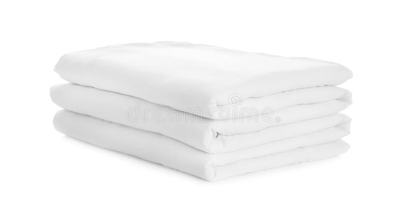 Folded Clean Blanket Isolated on White. Household Textile Stock Photo ...