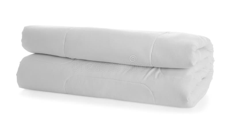 Folded Clean Blanket Isolated on White. Household Textile Stock Image ...