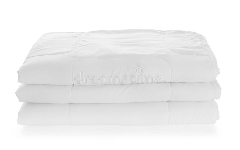 Folded Clean Blanket Isolated on White. Household Textile Stock Image ...