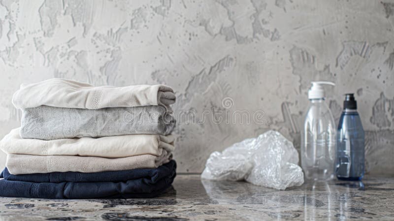 The Folded Clean Laundry.AI Generated Image Stock Image - Image of grey ...