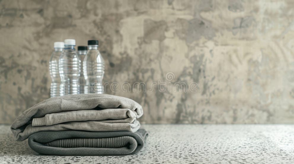 The Folded Clothes and Bottles. AI Generated Stock Image - Image of ...
