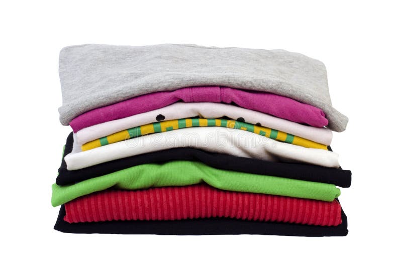 Folded Clothes Isolated on White Stock Image - Image of ironed, clothes ...