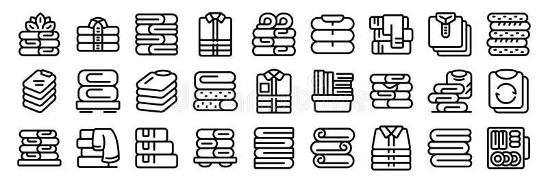 Folded Clothes Stack Icons Set. Different Types of Clothes Neatly ...
