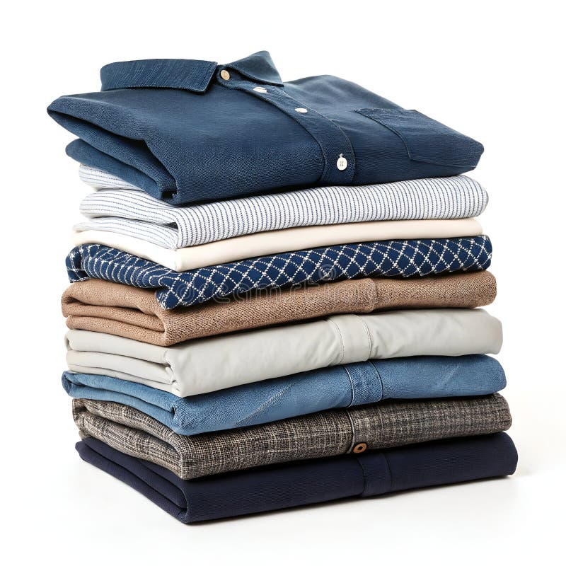 Folded Clothes Stack Isolated on White Background Stock Illustration ...