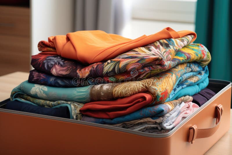 Folded Clothes in a Suitcase for Efficient Packing Stock Image - Image ...