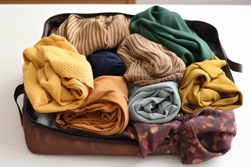 Folded Clothes in Suitcase for Organized Travel Stock Photo - Image of ...