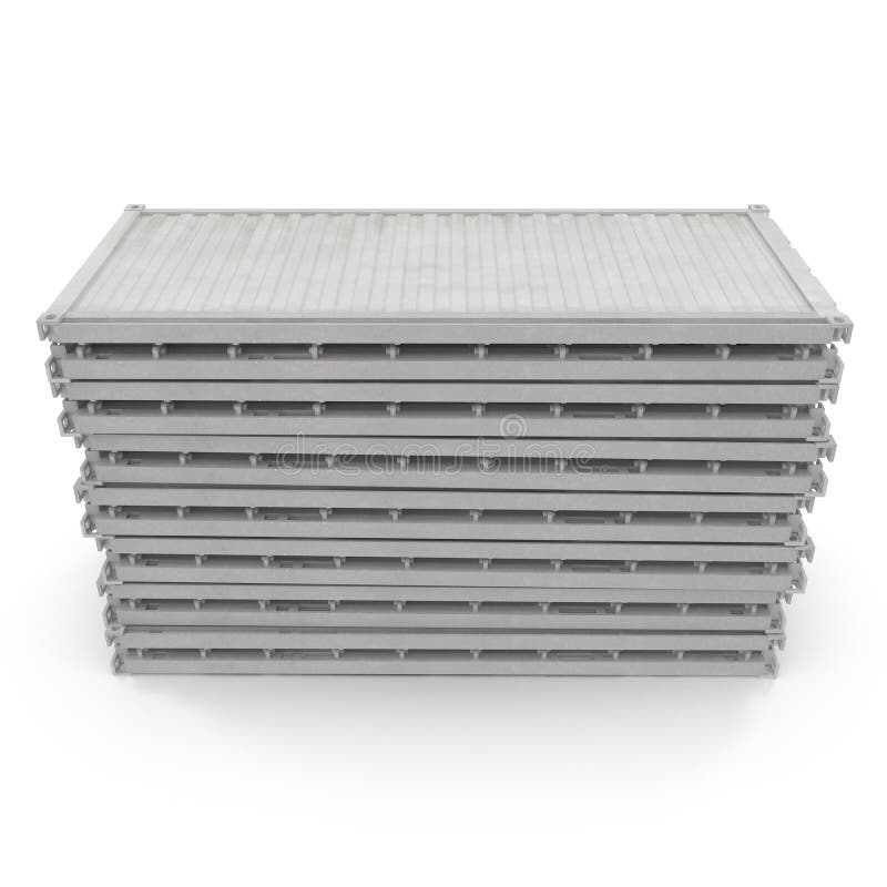 Folded Collapsible ISO Containers Stack Isolated On White. 3D ...