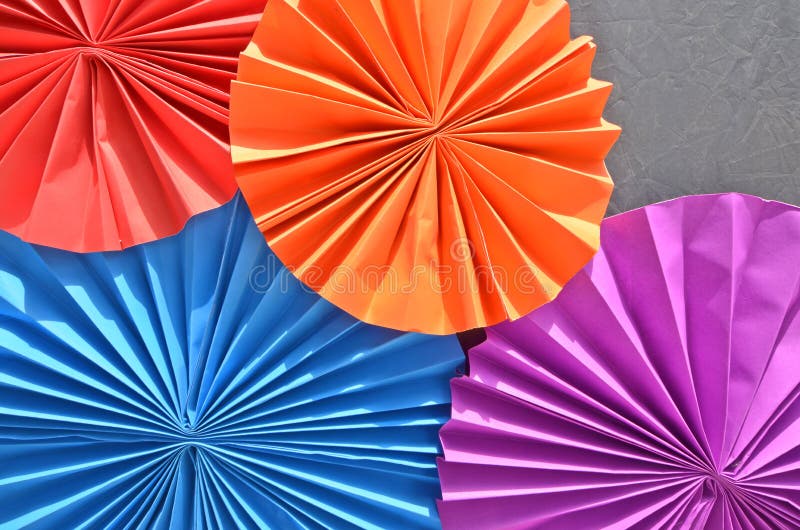 Folded Colored Paper Flowers in Sunlight Stock Photo - Image of circle ...