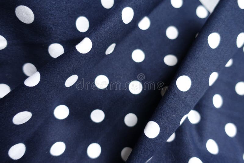 Folded Dark Blue and White Cotton with Polka Dot Pattern Stock Image ...