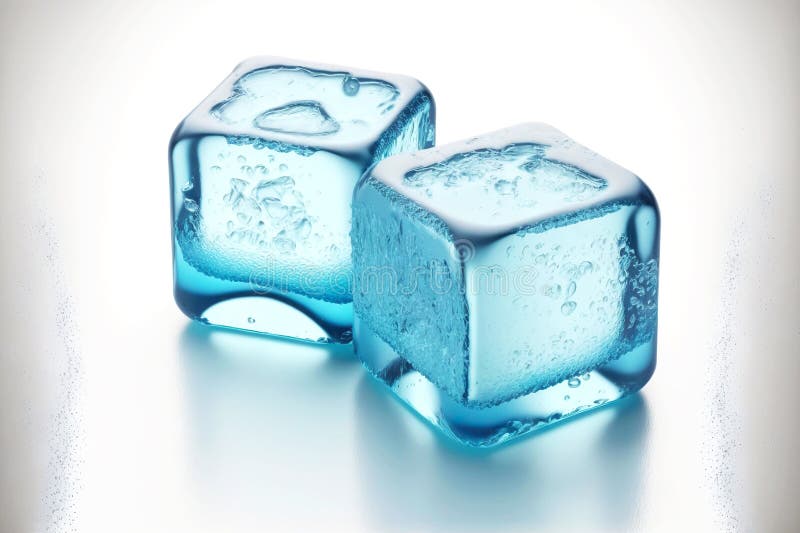 Folded Flat Ice Cubes of Blue Hue Isolated on White Background Stock ...