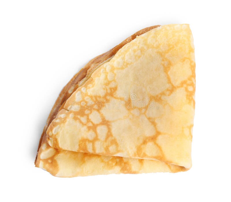 Folded Fresh Thin Pancake Isolated on White, Top View Stock Photo ...