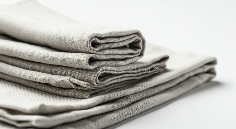 Folded Gray Linen Fabric Arranged Neatly on a Flat Surface. the Texture ...