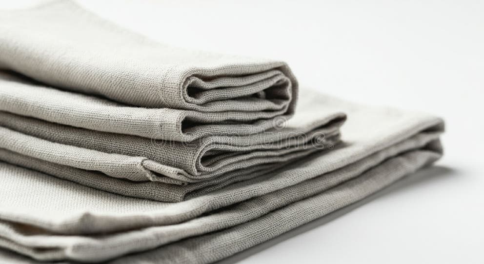 Folded Gray Linen Fabric Arranged Neatly on a Flat Surface. the Texture ...