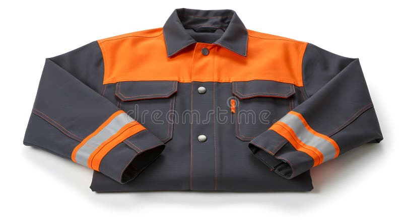 Folded Gray and Orange Work Jacket with Reflective Stripes, Ai ...