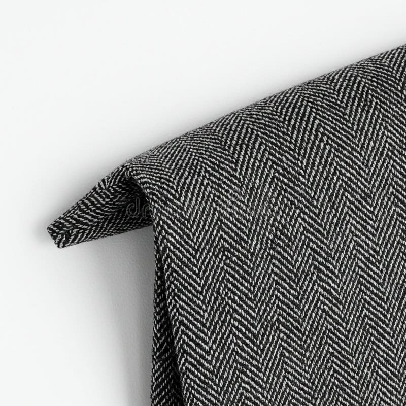 Folded Herringbone Fabric in Black and White, Draped Over a Surface. the Pattern Stock ...
