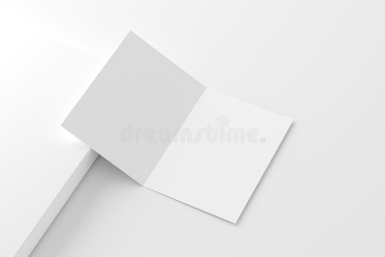 A4 A5 Folded Invitation Card with Envelope 3D Rendering White Blank ...