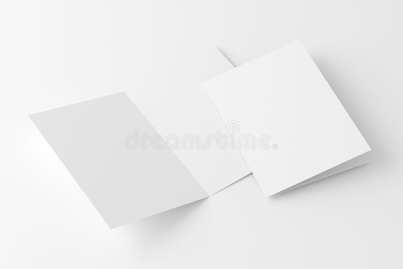 A4 A5 Folded Invitation Card with Envelope 3D Rendering White Blank ...
