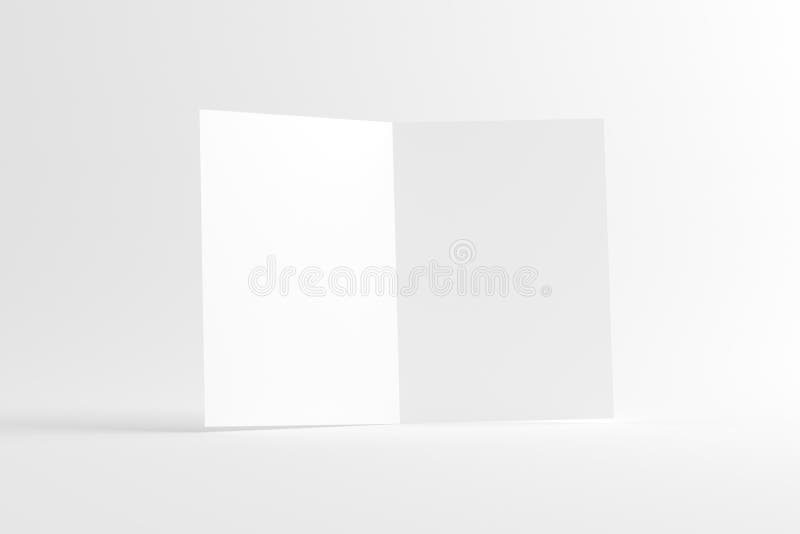 A4 A5 Folded Invitation Card with Envelope 3D Rendering White Blank ...