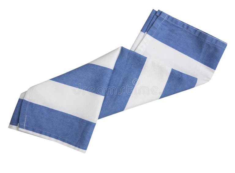 Folded Kitchen Towel Isolated. Blue Dishcloth Stock Photo - Image of ...