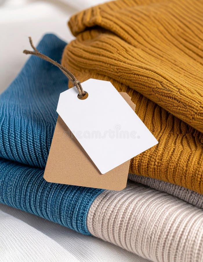 Folded Knit Sweaters with Blank Tags Stock Illustration - Illustration ...