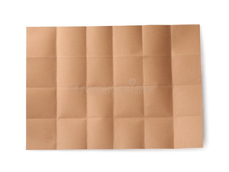Folded Kraft Paper Sheet Isolated on White, Top View Stock Photo ...