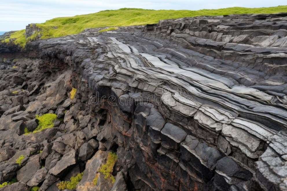 Folded Layers of a Lava Flow Edge Stock Photo - Image of earth, texture ...